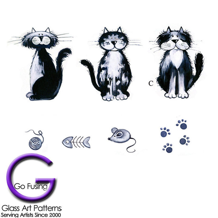 Scruffy Cat Fused Glass Decal Ceramic Waterslide Set 2 sizes – Go Fusing