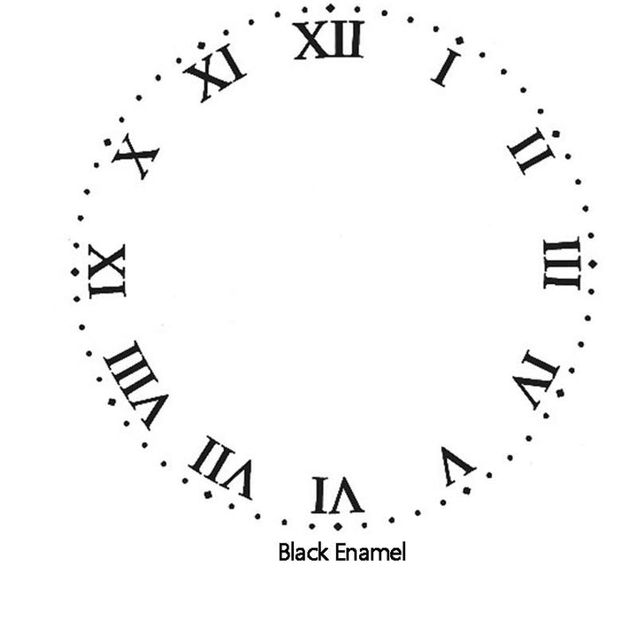 Fused Glass Decal Clock Face Black Roman Numeral Waterslide Ceramic ...